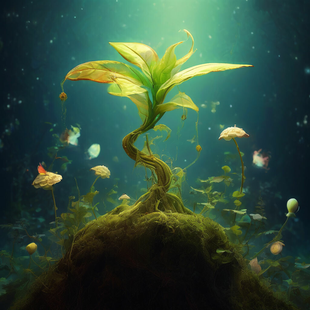 "A magic plant, a fairy tale, one" — image created in Shedevrum