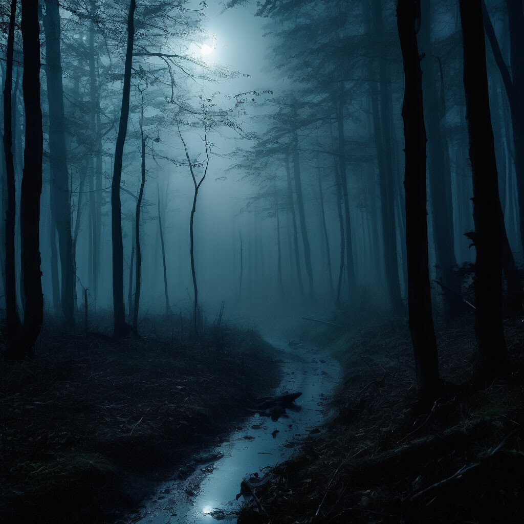 "Mysterious, mysterious dark forest, …" — image created in Shedevrum