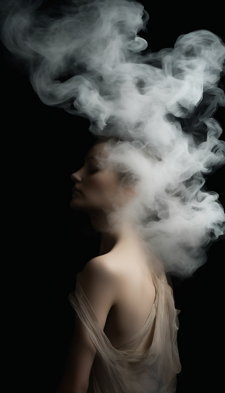 "Woman airy as smoke, minimalism, …" — image created in Shedevrum