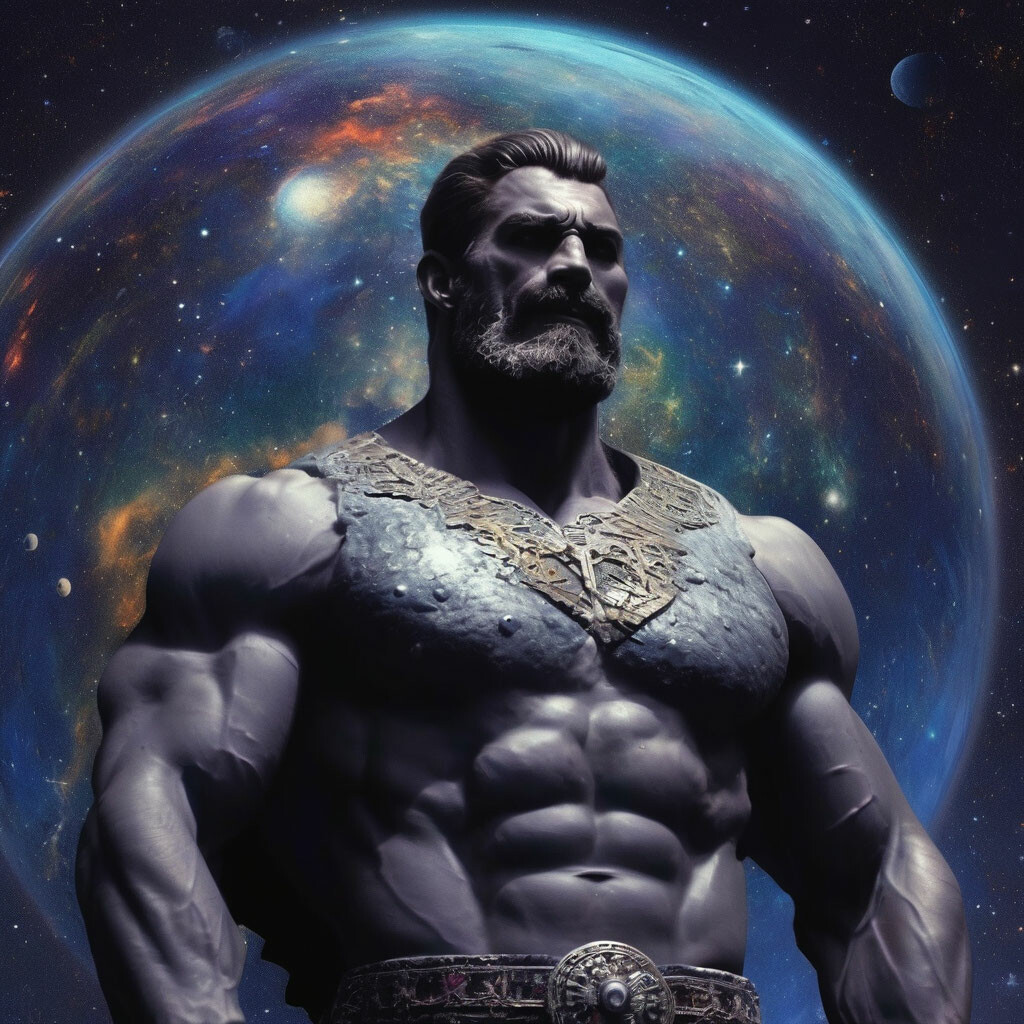 "Gigachad master of the universe, …" — image created in Shedevrum