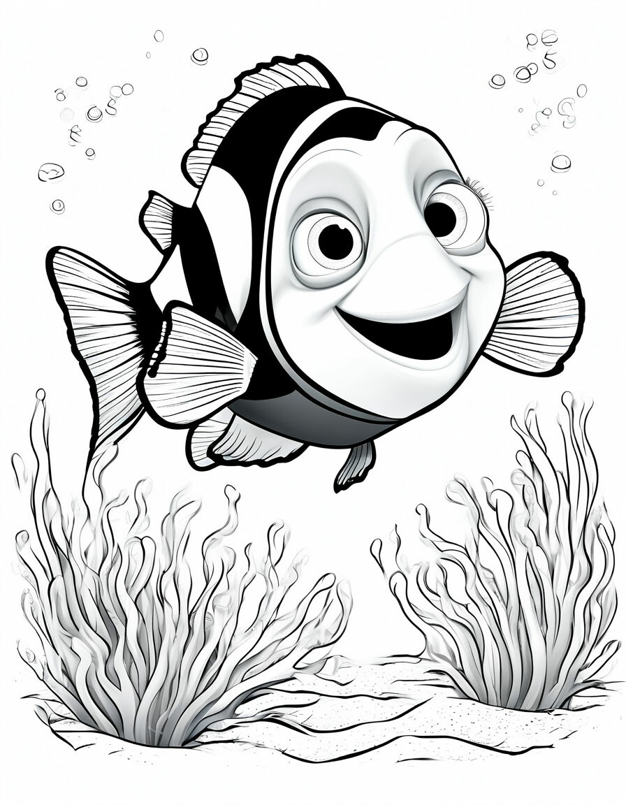 "Coloring book Nemo fish in the sea …" — image created in Shedevrum