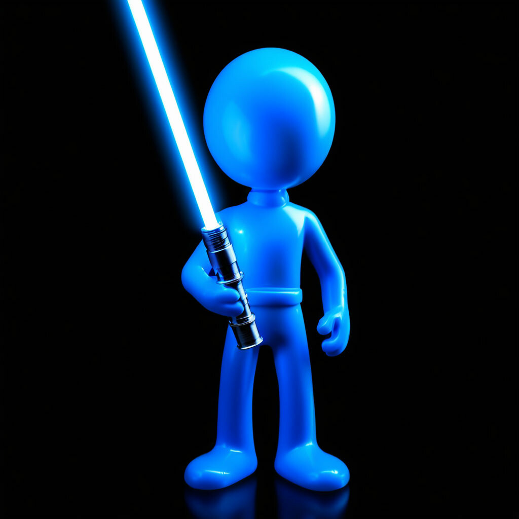 "Blue Blue Stickman stands with a …" — image created in Shedevrum