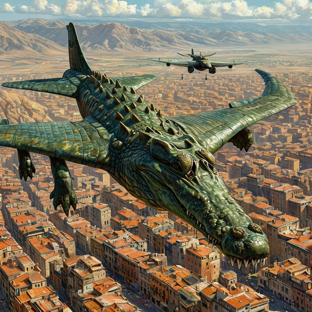 "Bombardero crocodilo enorme cocodrilo bombardero volando en Geba ...