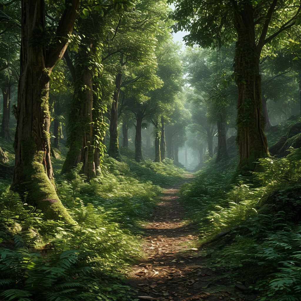 "Forest + realistic + beauty + magic" — image created in Shedevrum