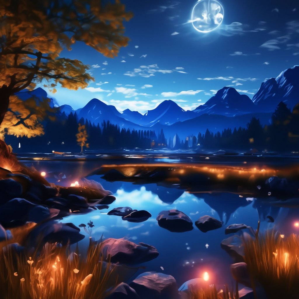 "Nature at night is beautiful, realistic and luminous" — image created ...
