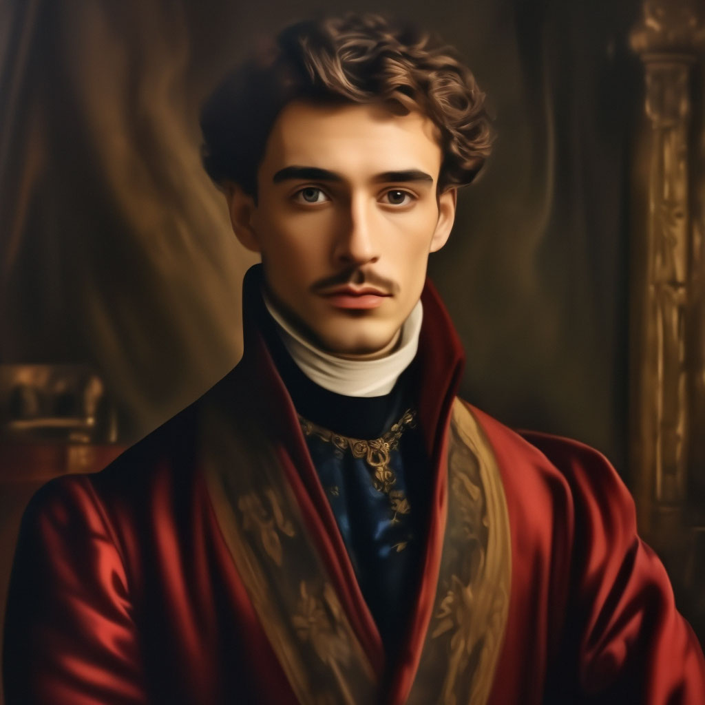 "Portrait of an English lord, pallor, languid look, realistic, antique ...