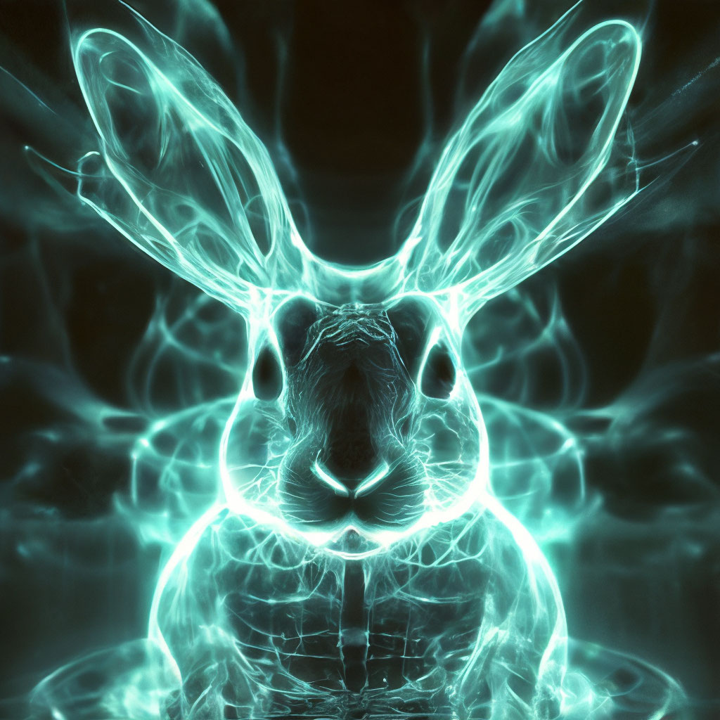 " ️‍🔥alienvitos ️‍🔥 translucent rabbit through the light black void ...