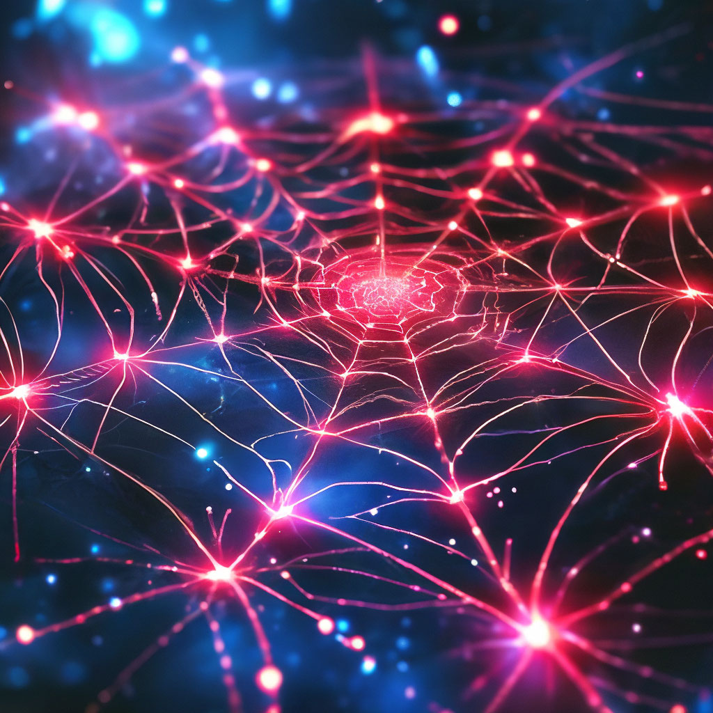 "Fluorescent, luminescent cosmic lines, a spider's web among the stars ...