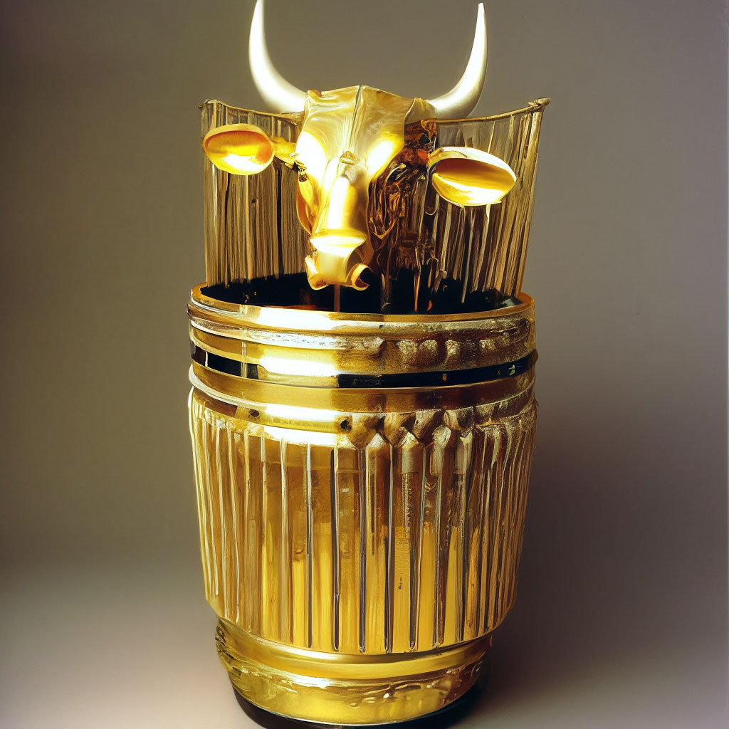 "Straw bull-golden barrel" — image created in Shedevrum