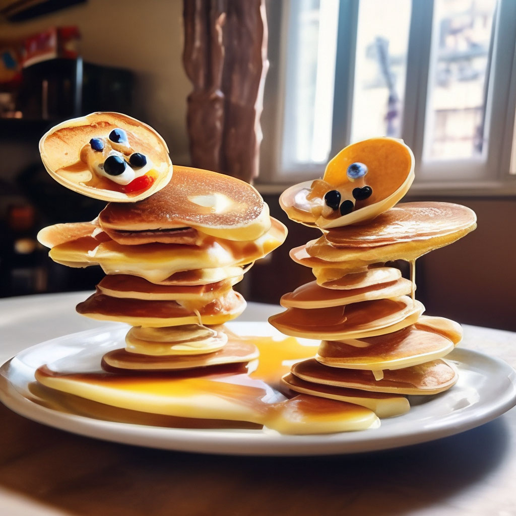 "Dancing pancakes" — image created in Shedevrum