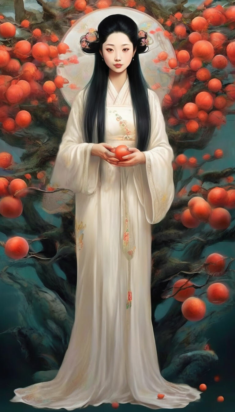 "Modern Chinese digital painting. Wang Mu Niang Niang is the Chinese ...