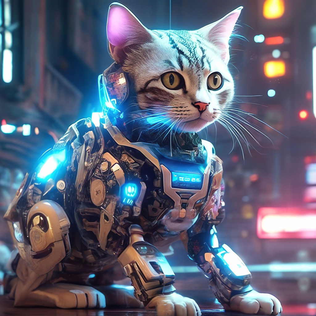 "The cyborg cat" — image created in Shedevrum