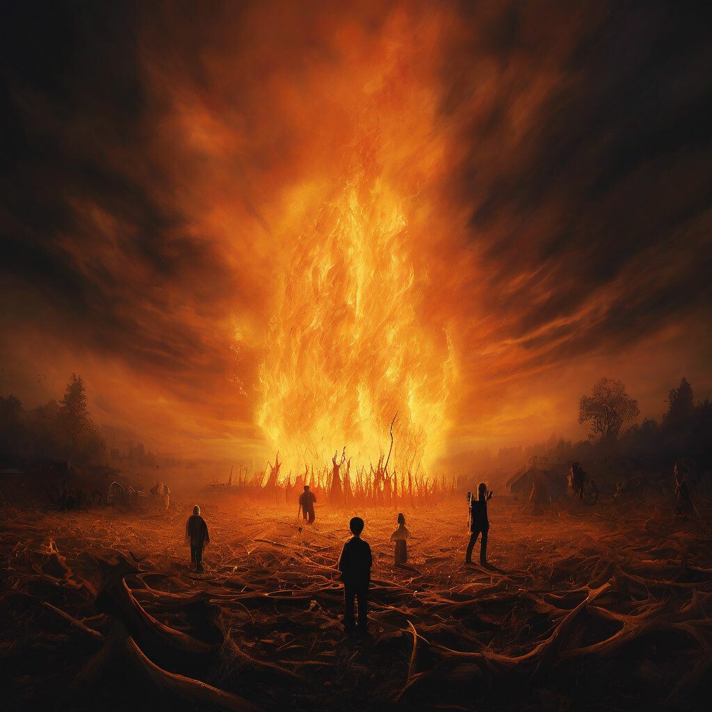 "The burning picture" — image created in Shedevrum