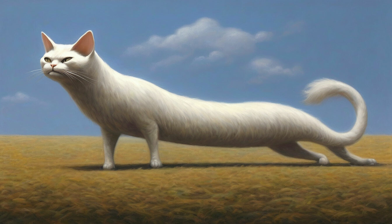 "A very long cat" — image created in Shedevrum