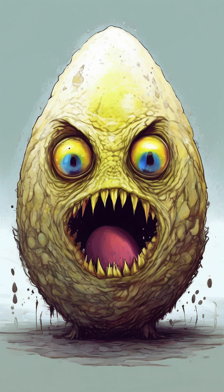 "Egg monster,paint drawing, vector …" — image created in Shedevrum