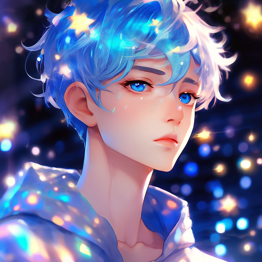 "Anime art pfp, holographic skin, lumen radiance. guy, slim, Gravure ...