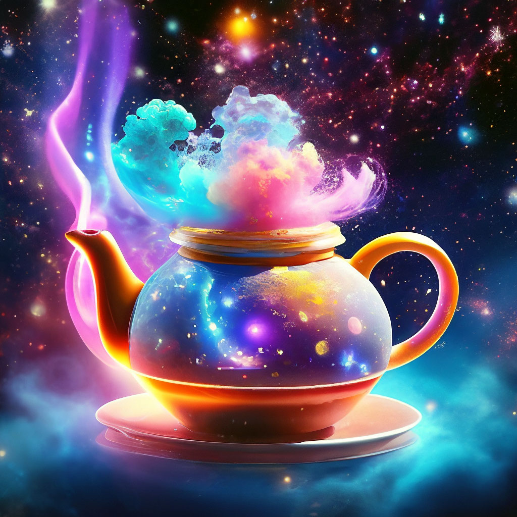 "Masterpiece, amazing cosmic teapot, surrealism,orion nebula, fabulous ...