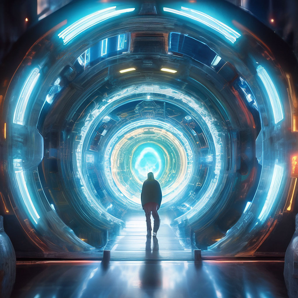"The passage through the teleport!" — image created in Shedevrum