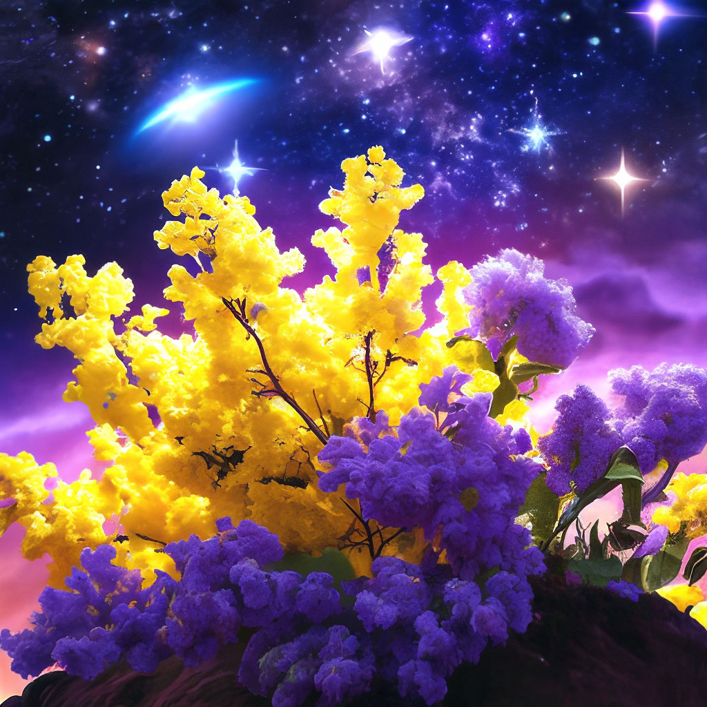 " ️‍🔥Mega-beautiful Lilac on a Volcano on yellow Mars from mimosa ...