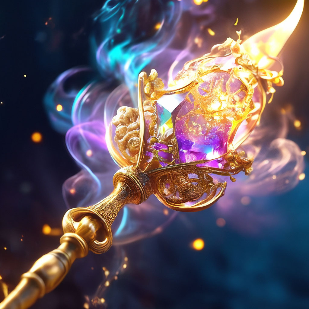 "Magic wand bright lighting, detailed background, fantasy, mysticism ...