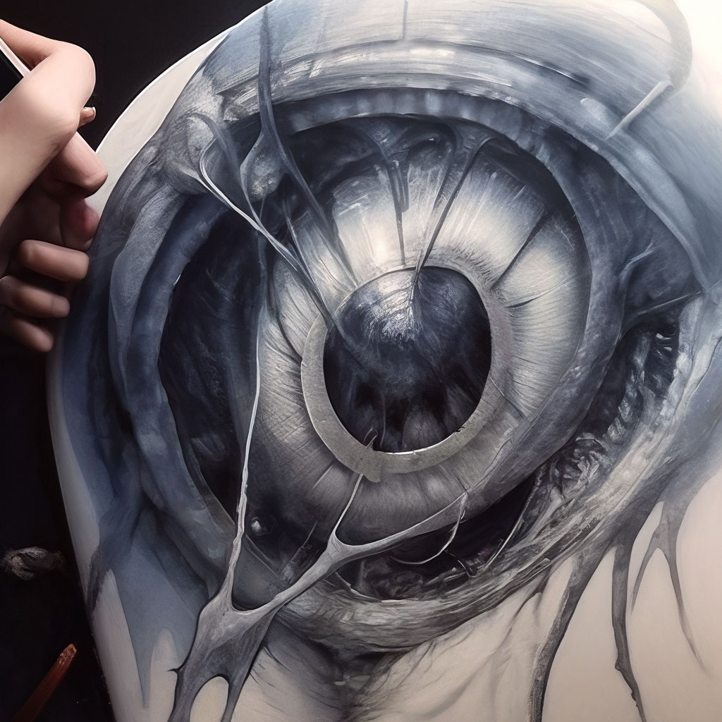 "Reveal evil, horror, detailed drawing, ink drawing, surrealism, 128k ...