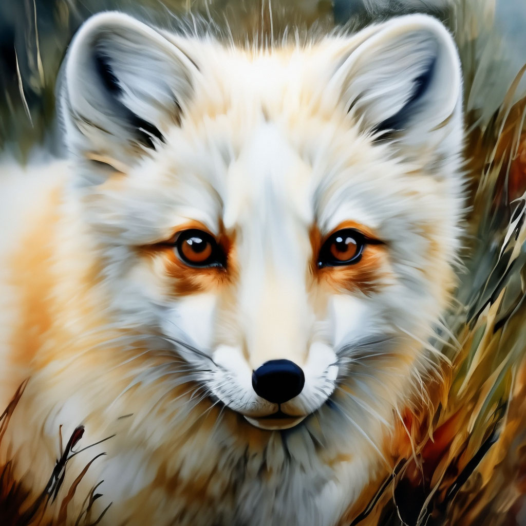 "The arctic fox crept up unnoticed, watercolor, blurred." — image ...