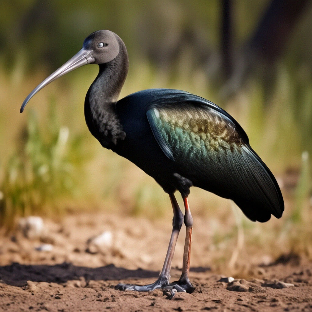 "Black ibis bird full side view on land realism professional photo high ...