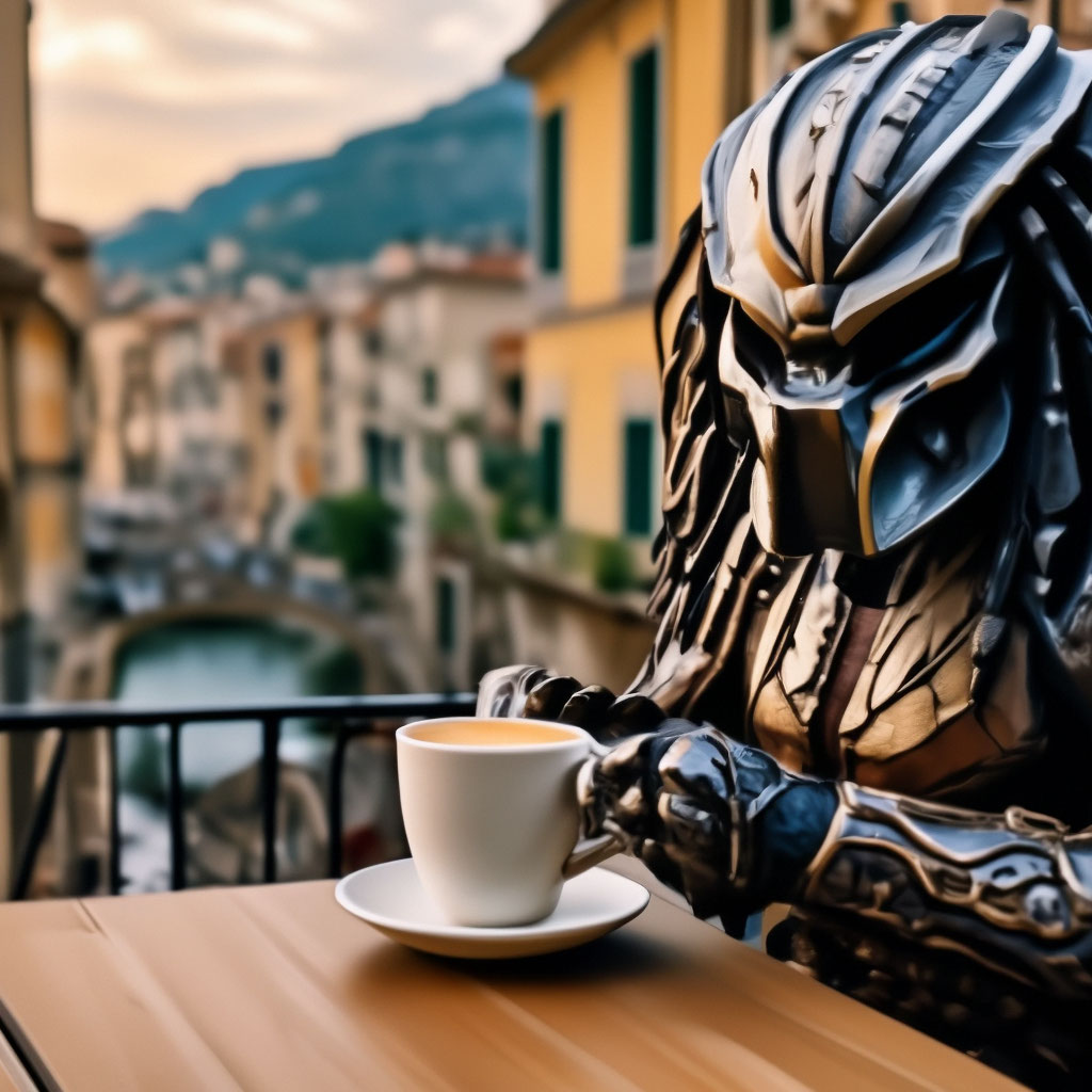 "Predator drinks tea in coffee in Italy , aesthetically pleasing ...