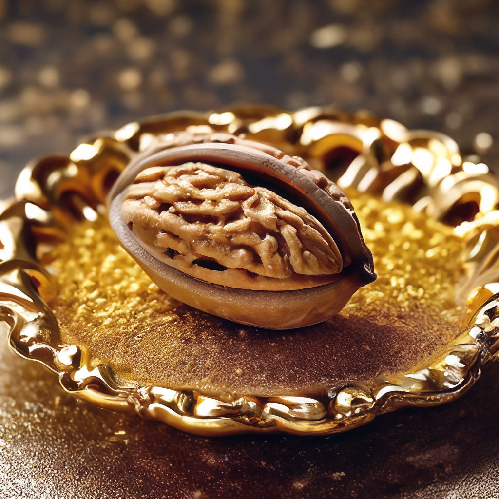 "A huge kernel, in detail, of walnut,peeled walnut,sprinkled with ...