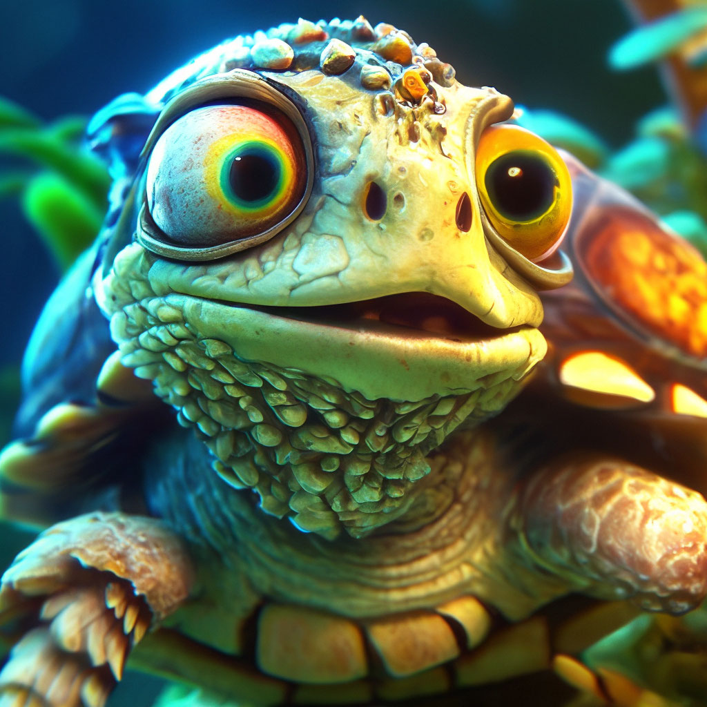 "Creep funny bug-eyed anthropomorphic marine, funny, turtle in a ...