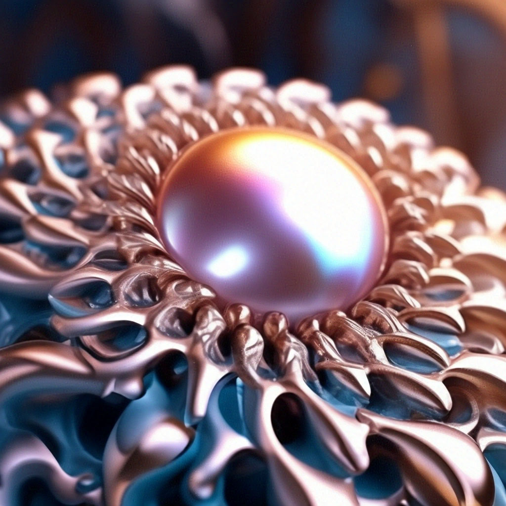 "Khaki pearl, completely in the frame, volume, multilayer fractal shape ...
