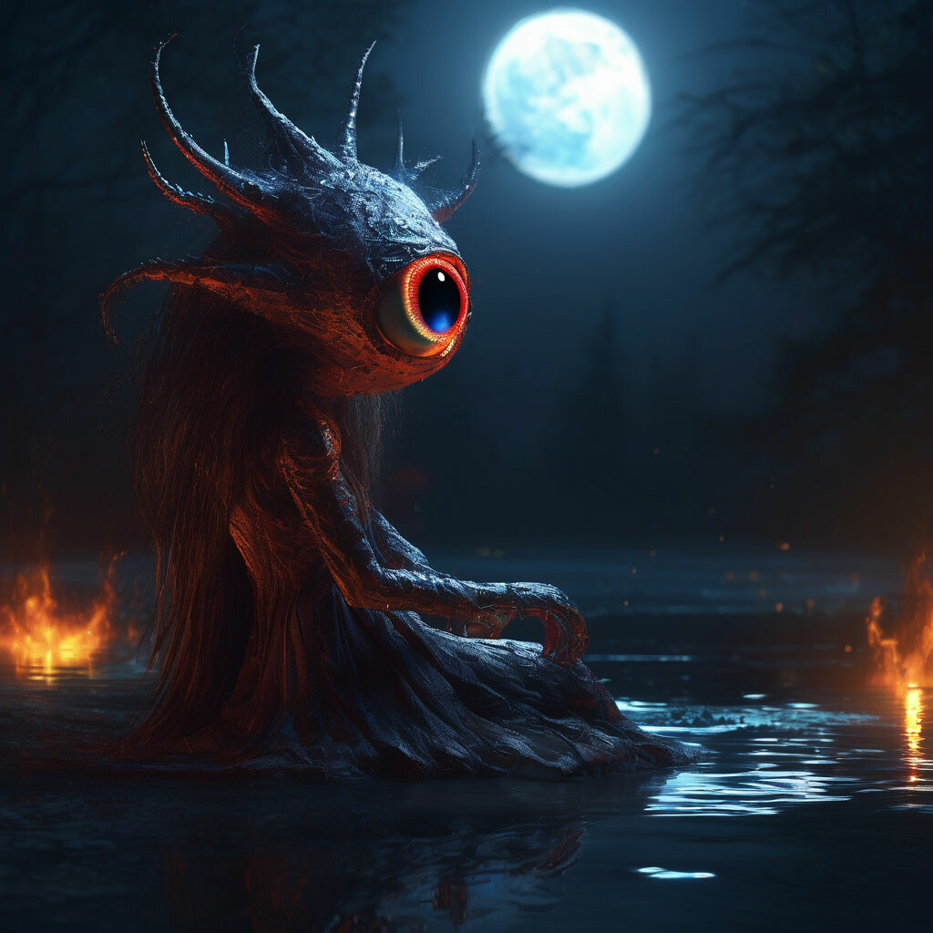 "🖤 a one-eyed creature similar to a courtesan Cyclops,a large eyeball ...