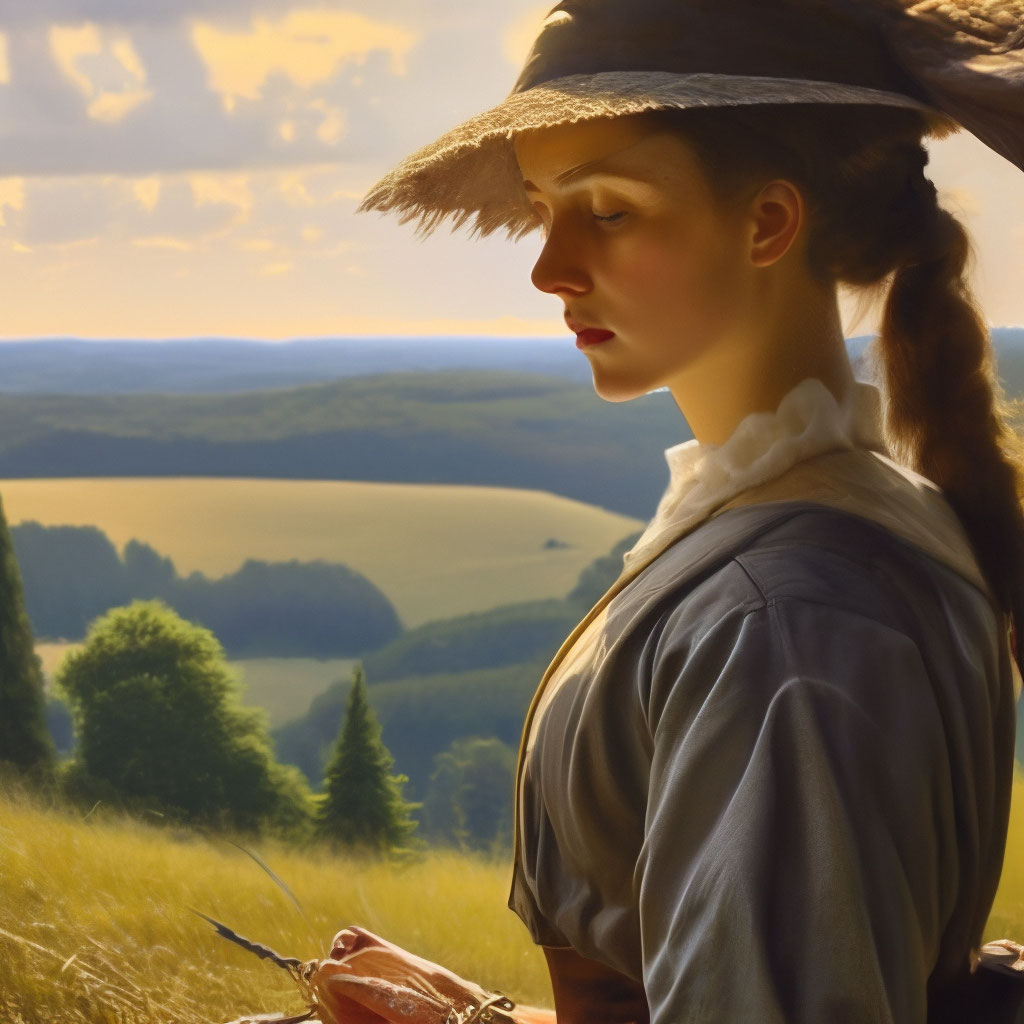 "A sad grey summer. 1770. hyperrealism stylized in full height in the ...