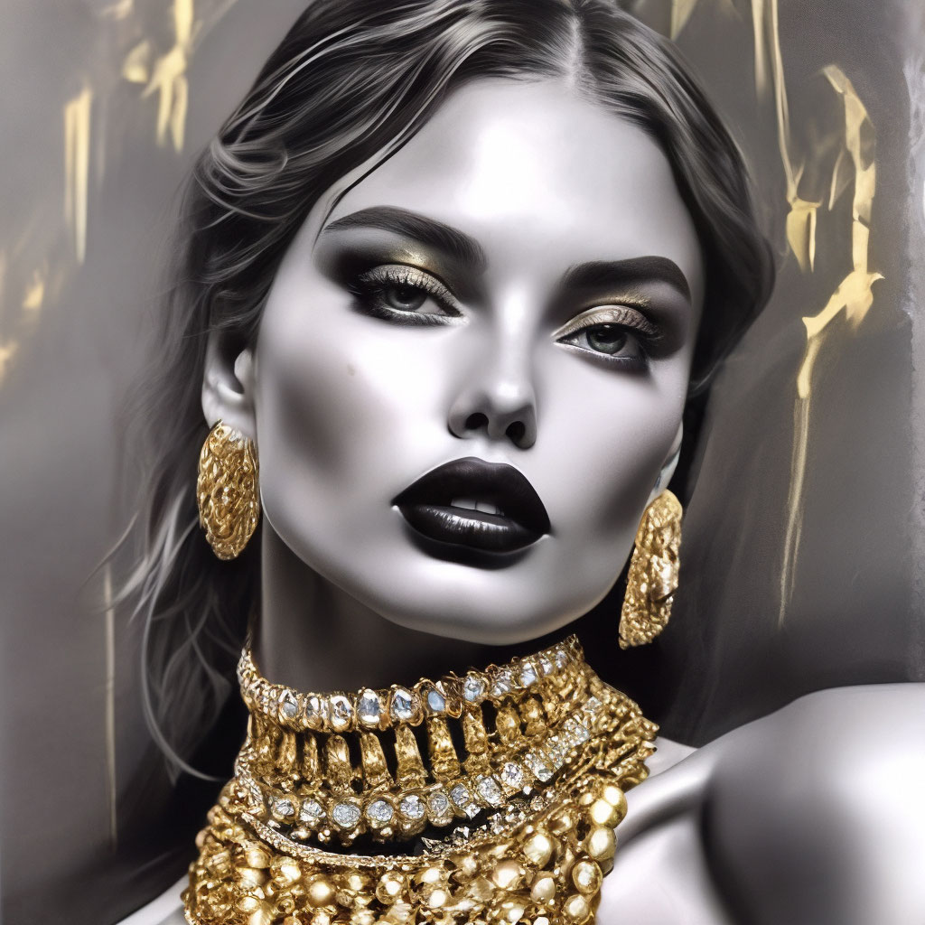 "Unrealistically beautiful cool daring European girl,grunge gold ...