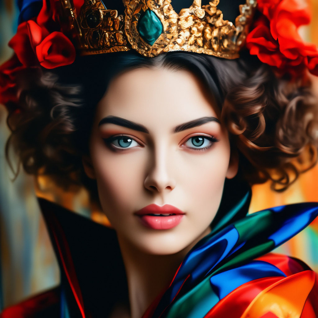 "An extravagant queen,a portrait in the style of modernism, bright ...