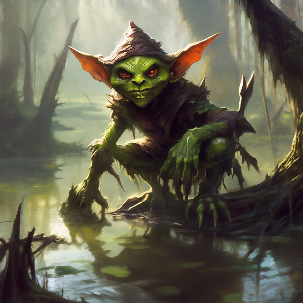 "The goblin in the swamp" — image created in Shedevrum