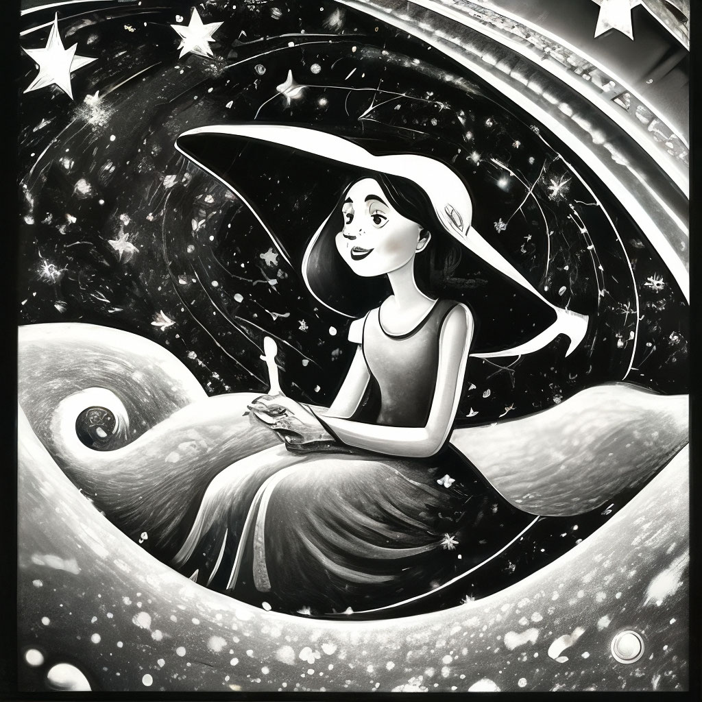 "Generate a black and white cartoon-style poster that harkens back to ...