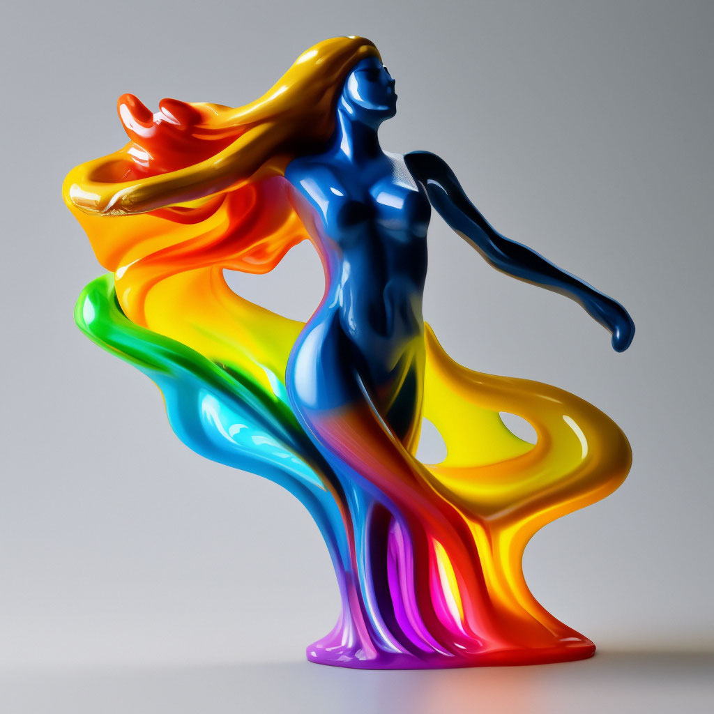"Rainbow blob in the shape of a female body on a white background, high ...