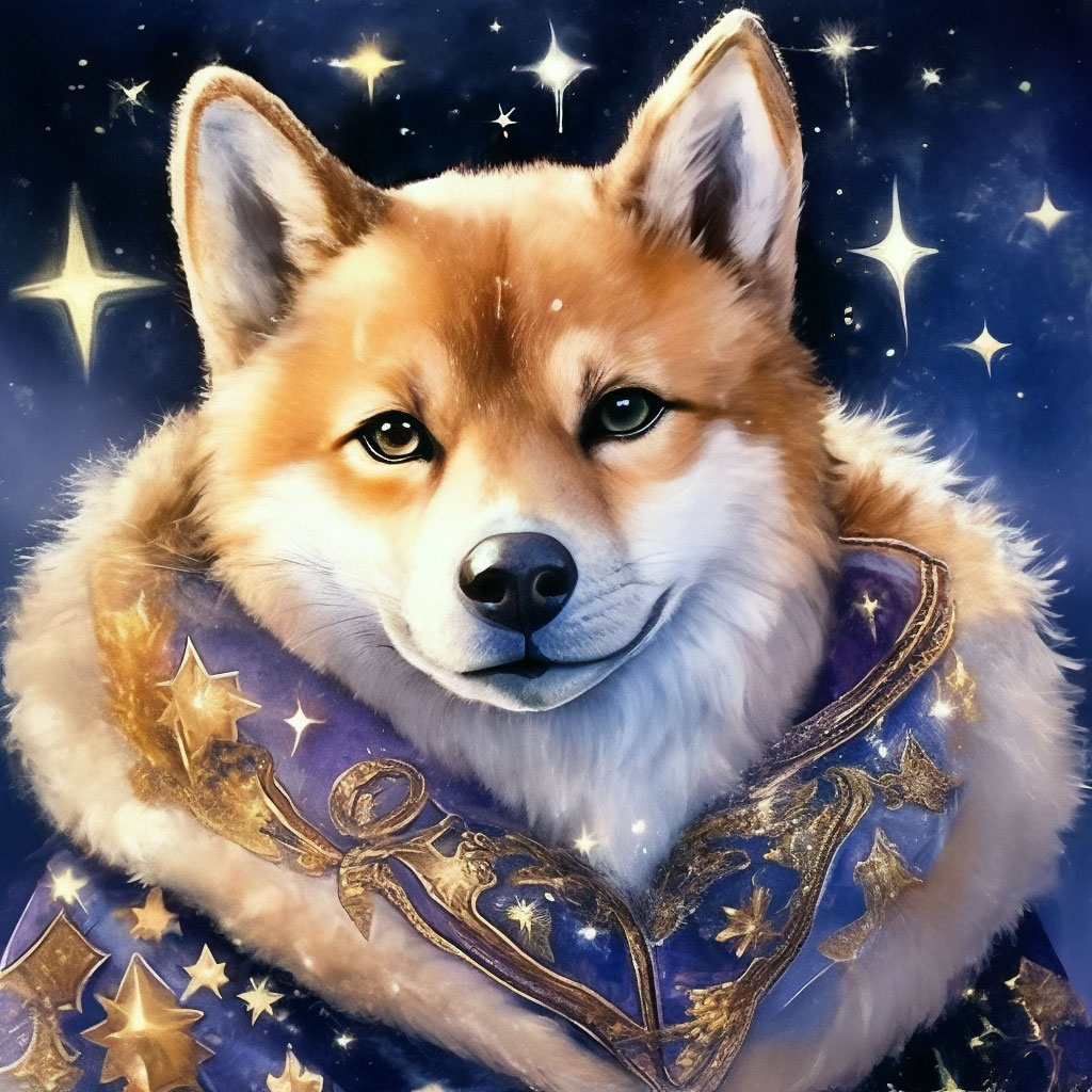 "Shiba inu close-up, in rich …" — image created in Shedevrum