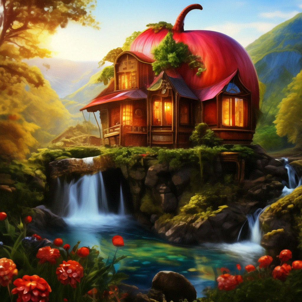 "The apple house Fantasy Hyperrealism,landscape+drawing+illustration to ...