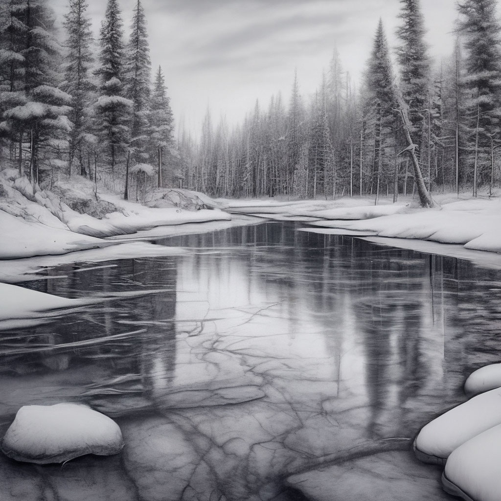 "Frozen lake" — image created in Shedevrum