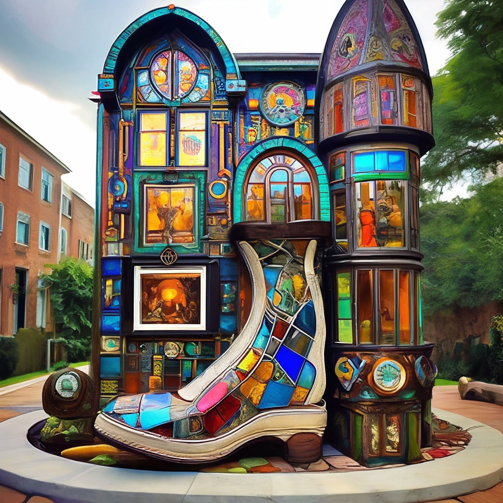 "The house is in the form of a shoe with stained glass windows and ...