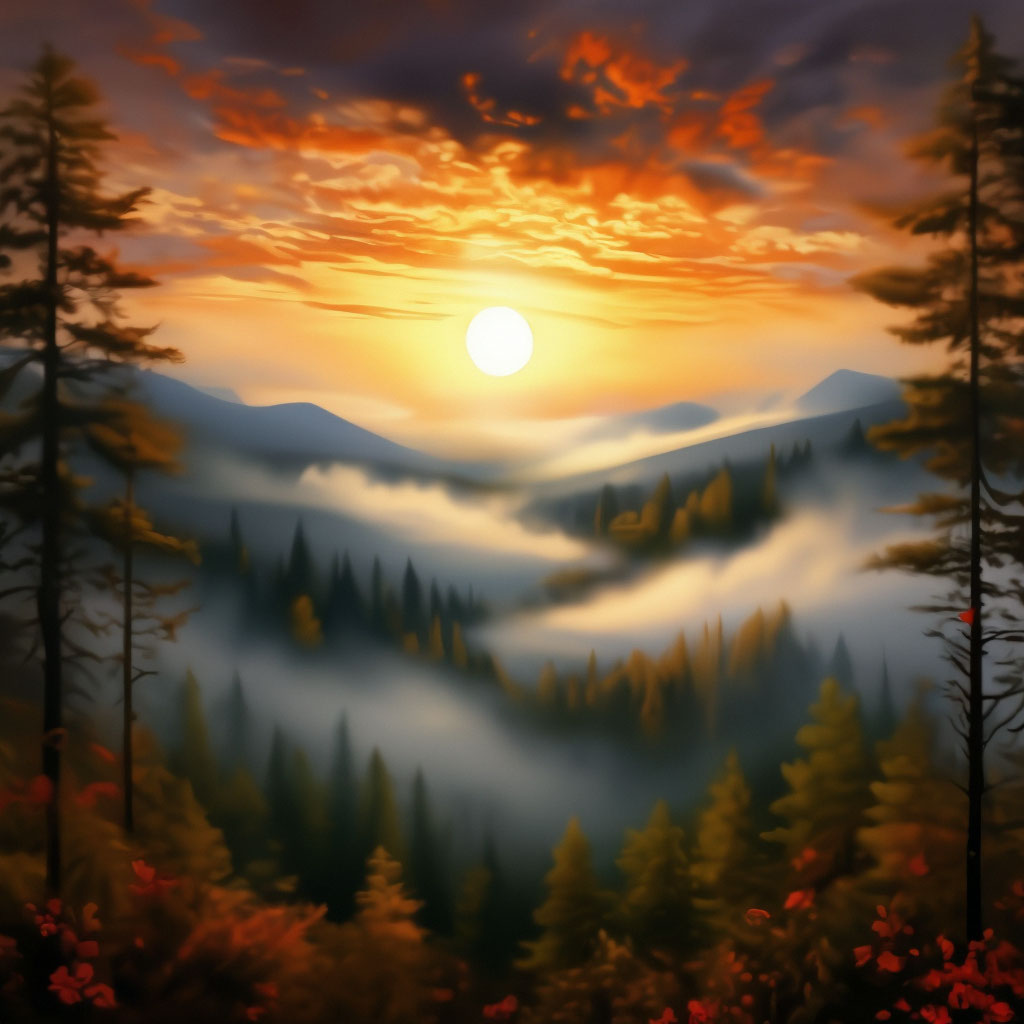"Morning dawn The sun was rising above the earth The forest was waking ...