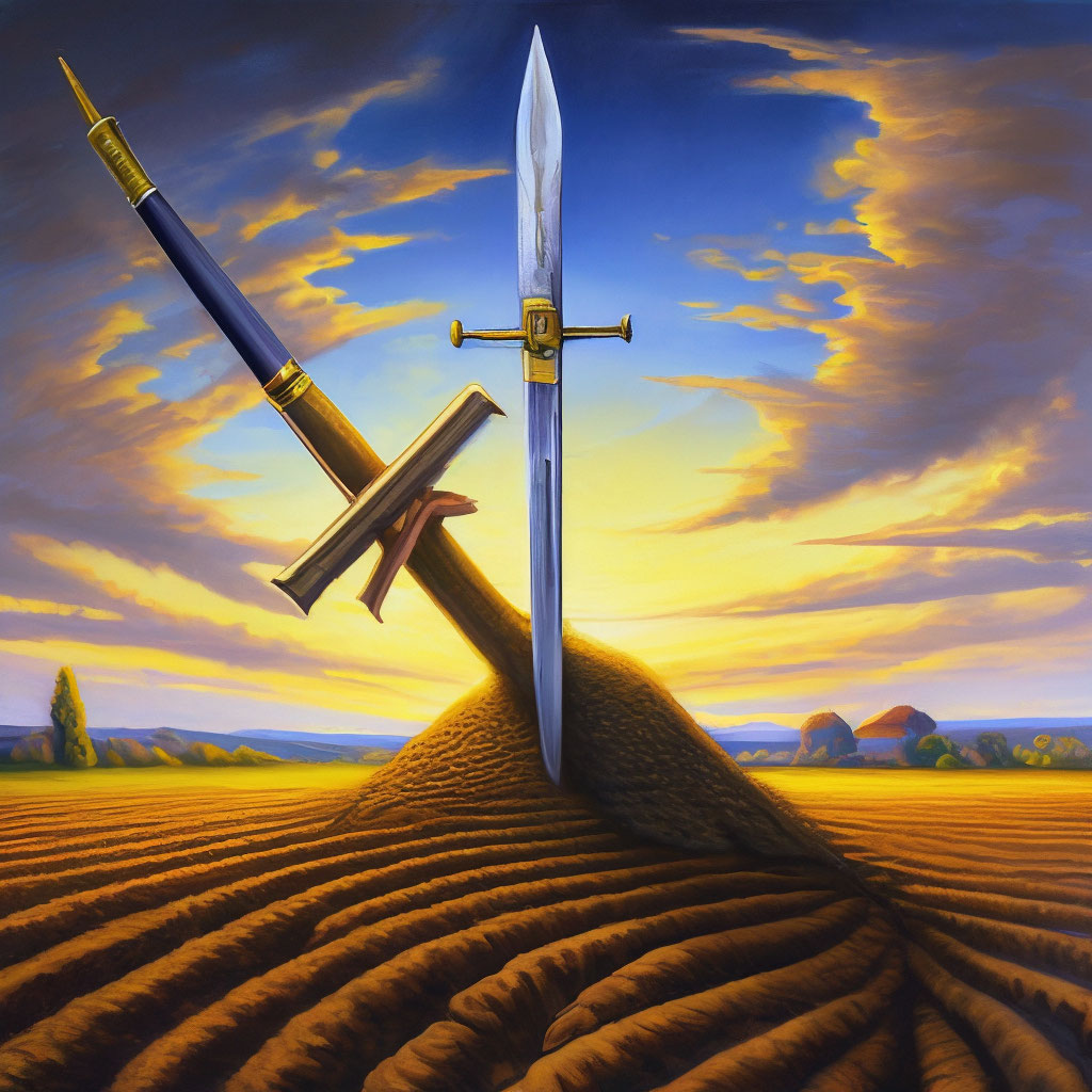 "The union of a sword and a plowshare." — image created in Shedevrum