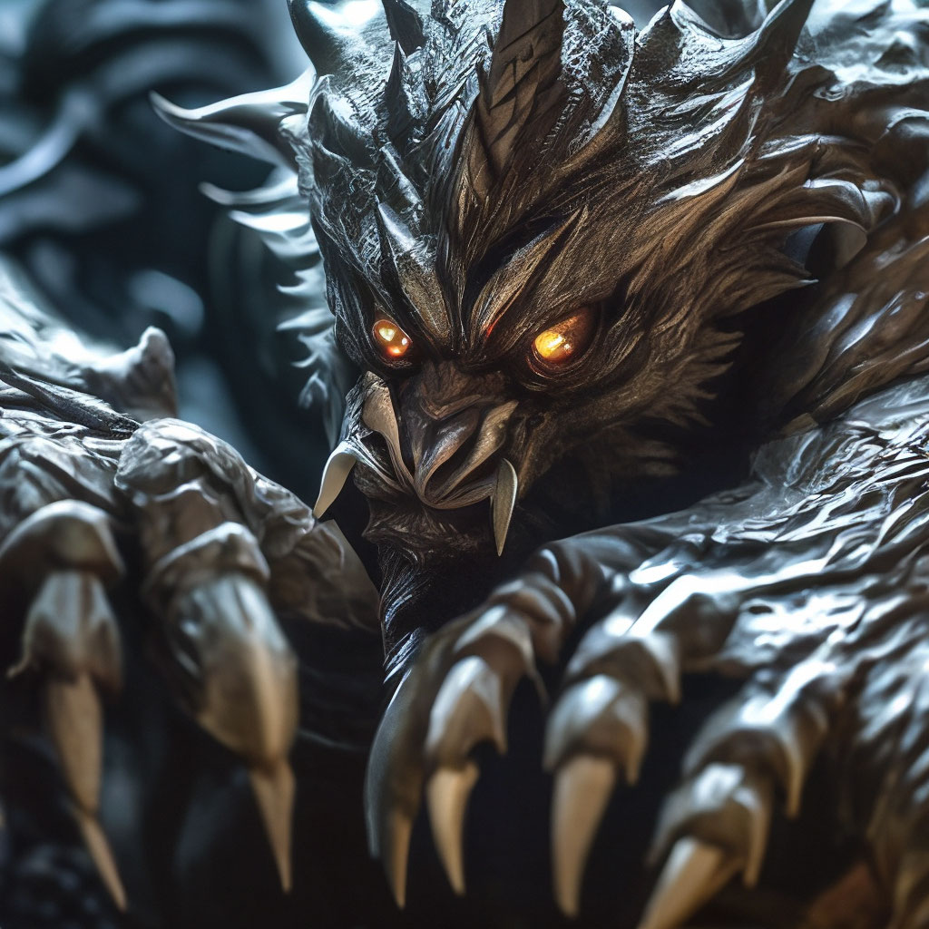 "Monstrous scary , Sorcerer , very unpleasant appearance, evil, paws ...