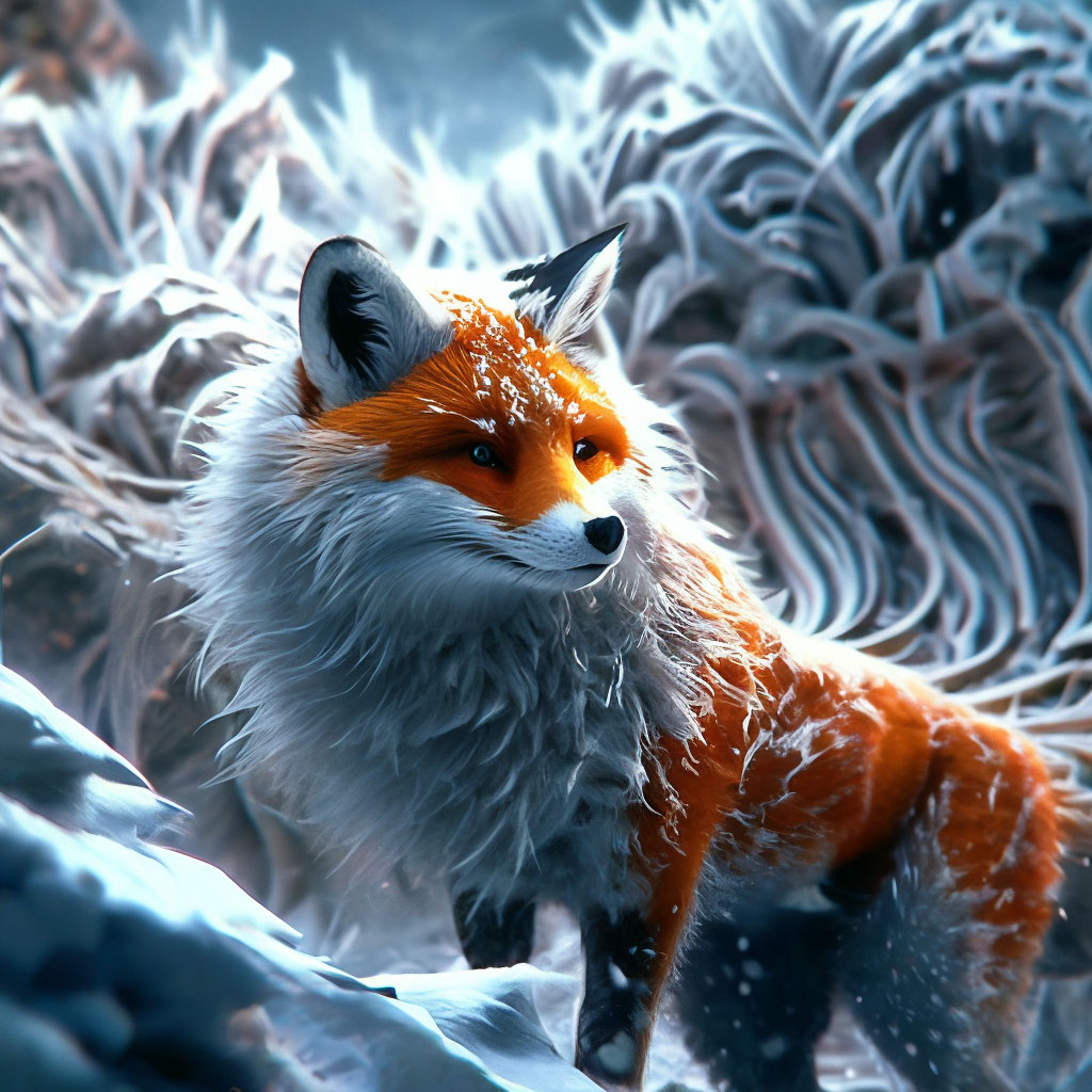 "Snow art, intricate connection between a grassy frayed fractal and a ...