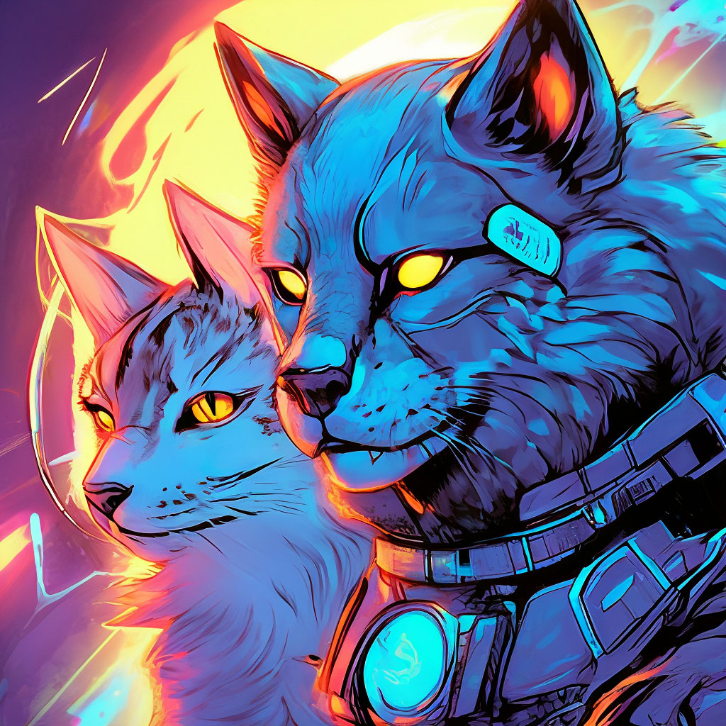 "Cat and wolf sketch art" — image created in Shedevrum