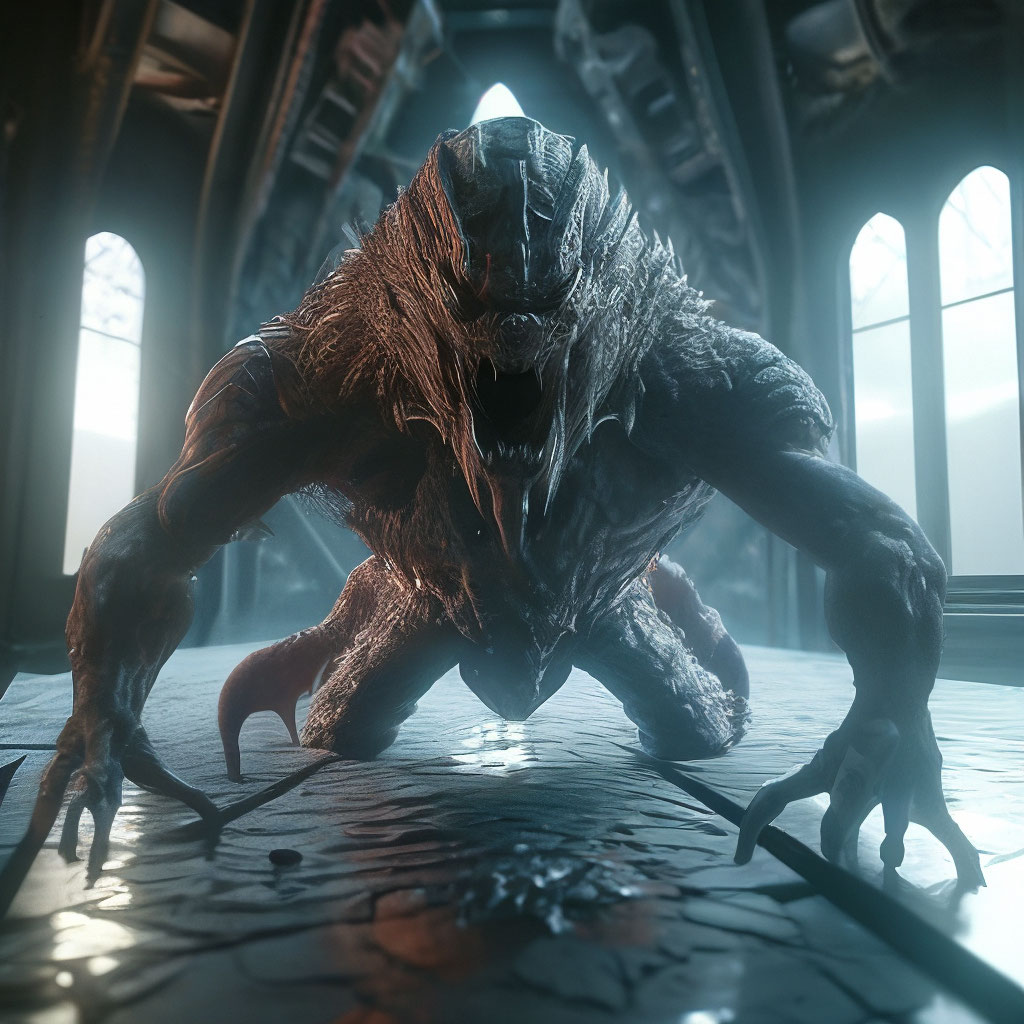 "Monster hidden in tenth dimension,projection ,scary,dynamic ...