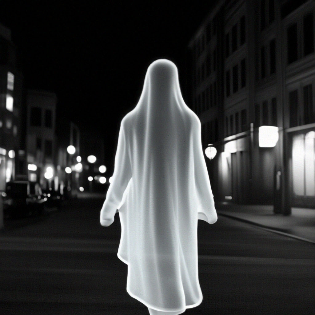 "Simple one-line drawing, transparent matte white APRIL like a ghost ...