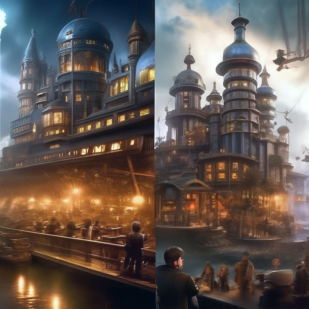 "Comparison of our reality and alternative steampunk reality" — image ...
